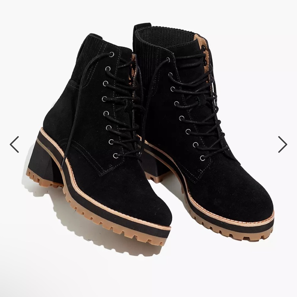 Madewell Lorelei Lug Sole Lace-Up Suede Boots - Gem